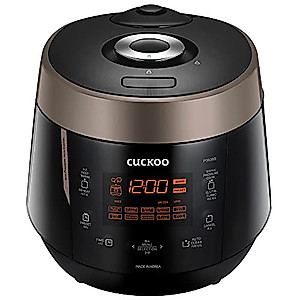 CUCKOO CRP-P0609S | 6-Cup (Uncooked) Pressure Rice Cooker | 12 Menu Options: Quinoa, Nu Rung Ji, GABA/Brown Rice & More, Made in Korea | Black/Copper