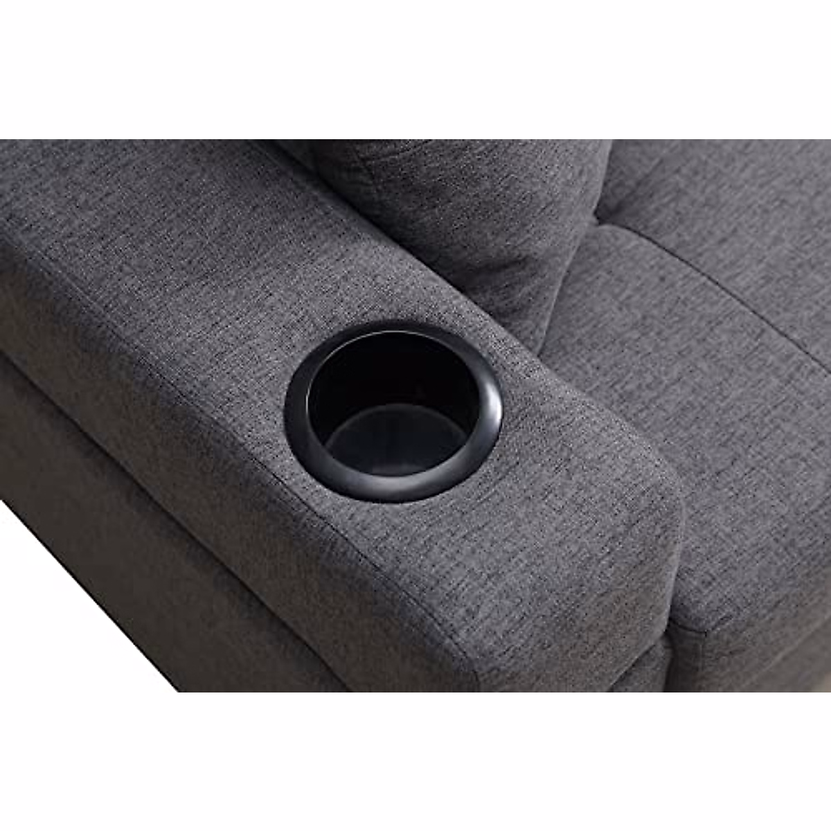 BIADNBZ Reversible Sectional Chaise Lounge and Cupholders, Modern L-Shaped-Couch Corner-Sofas Set w/2 Pillows for Small Space Living Room, Grey