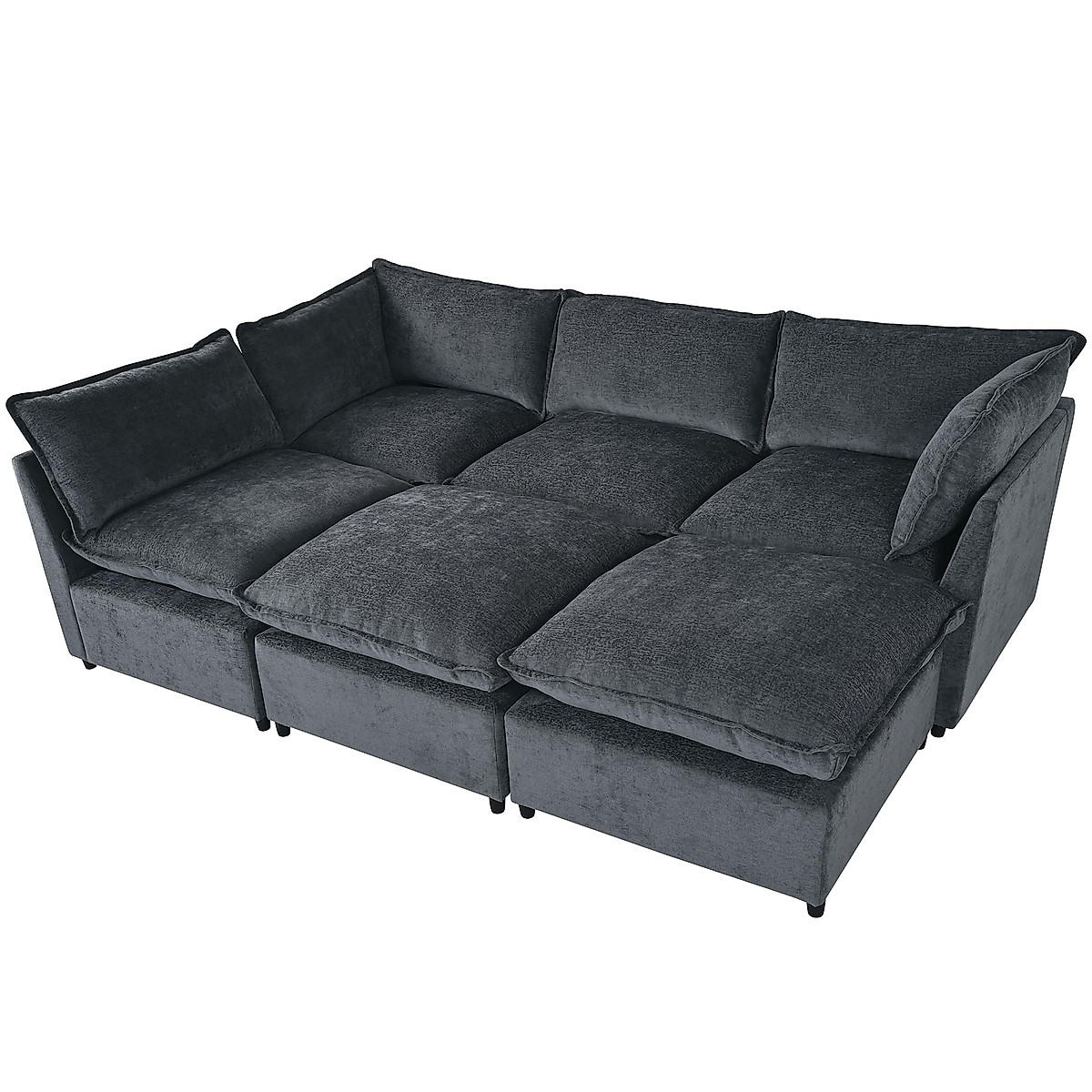 Eafurn U Shaped Modular Sectional Sofa with Reversible Chaise and Ottoman, Free Combination Symmetrical Corner Couch, Oversized Convertible Sleeper Sofa&Couch Bed for Living Room Furniture Sets