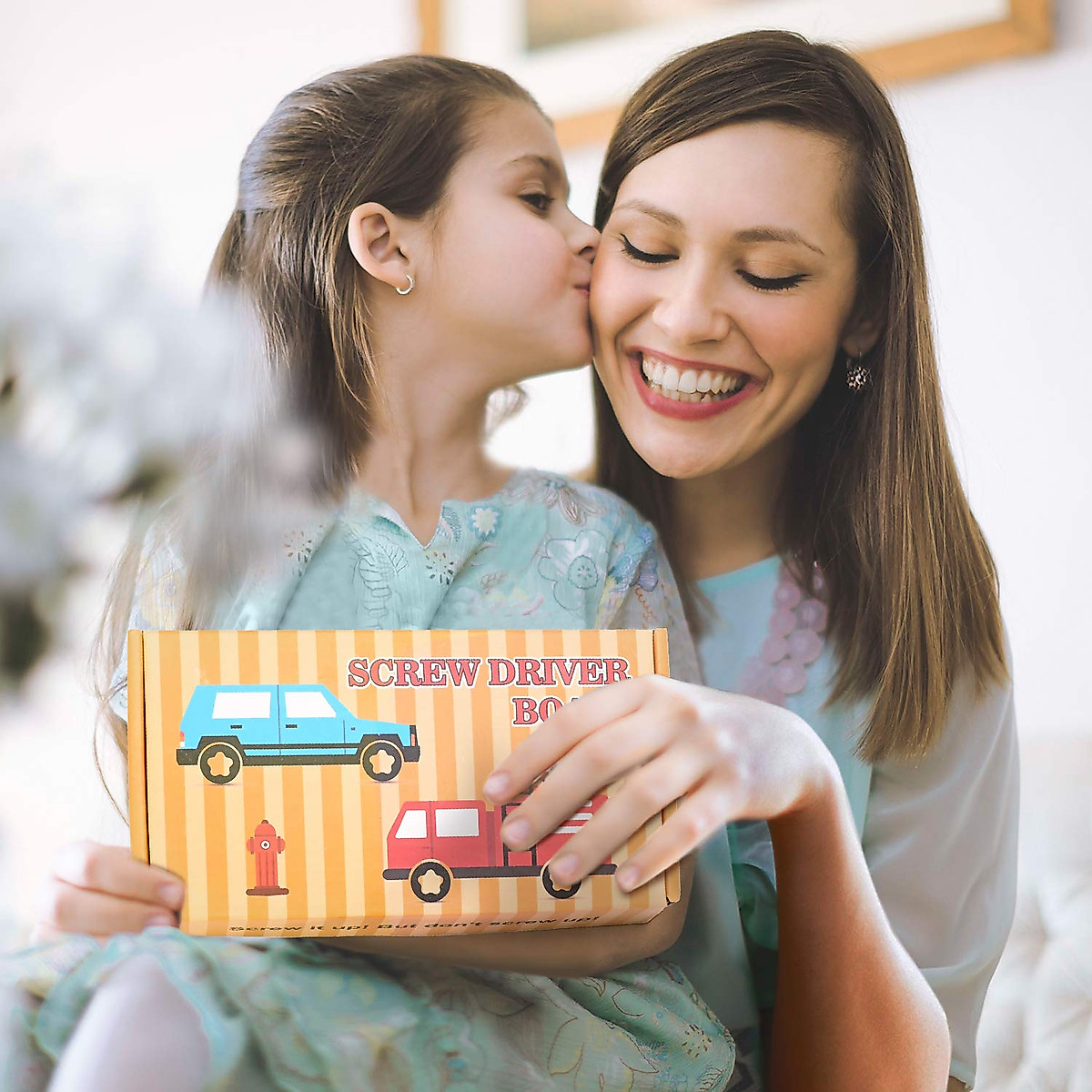 LUEUR Montessori Toys for Toddlers - Screw Driver Board for kids, Basic Skills Educational Learning Sensory Toy, Wooden Fire Truck Montessori Materials for kids over 3 Year Olds, Preschool, Classroom…