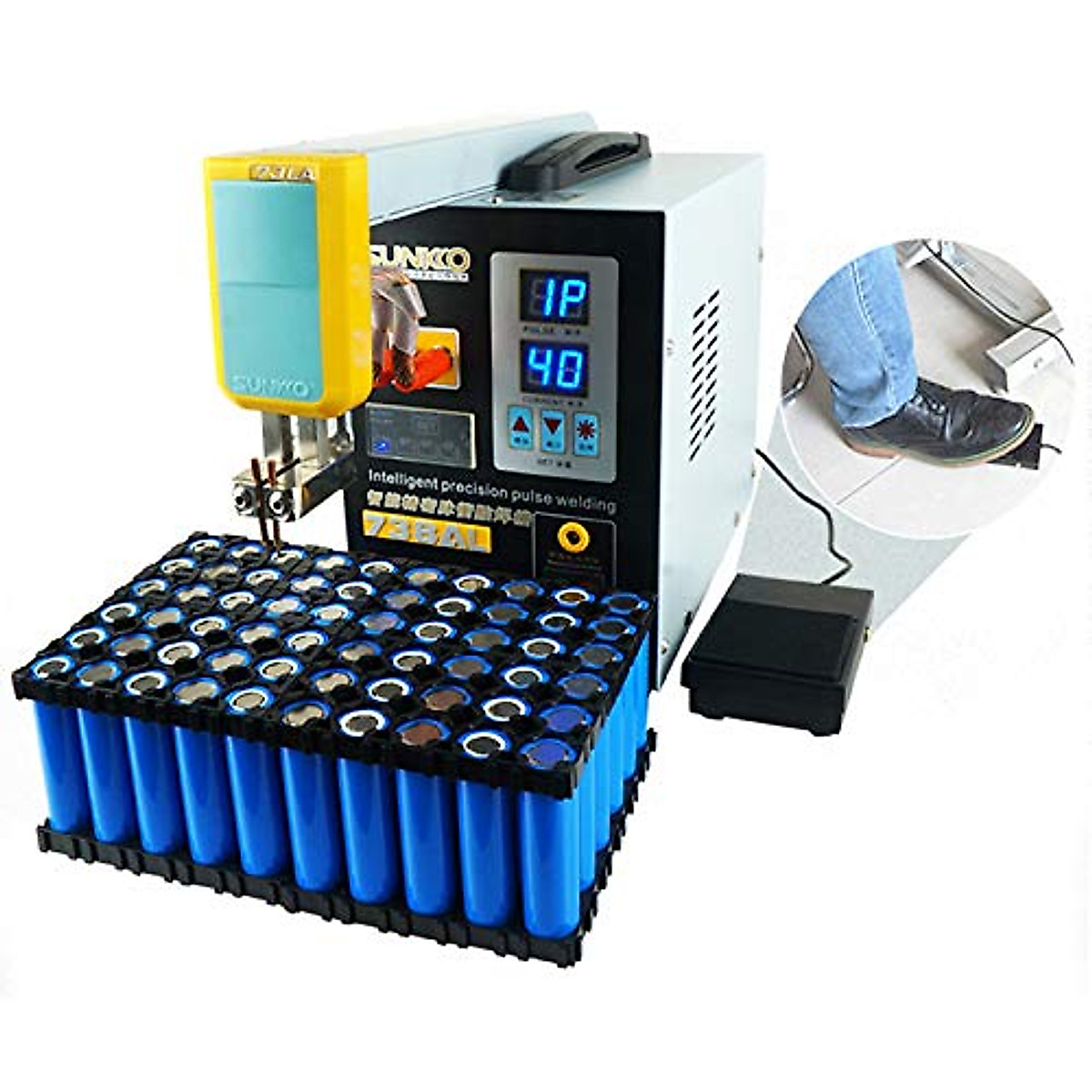 CNCEST Spot Welder, Spot Welder Machine with 738AL Telescopic Arms, Handheld Hot-air 18650 Pulse Welding Machine, 110V 3.6KW