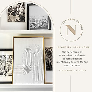 TheNamiCollection Framed plaster wall art - white textured 3D painting with gold frame | Aesthetic wall art decor for the modern, boho home | A white textured arch canvas perfect for any room decor