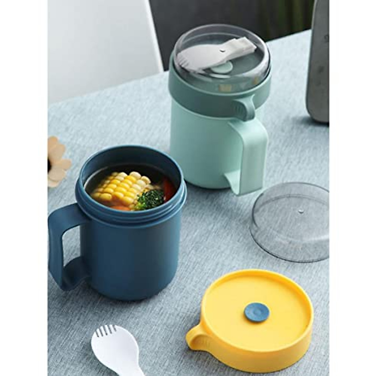 Eioflia Kids Food Flask Food Flask Kids Soup Flask Bento Soup Box Food Flask for Children Portable Leakproof Hot Soup Bento Jar Box with Foldable Spoon Green