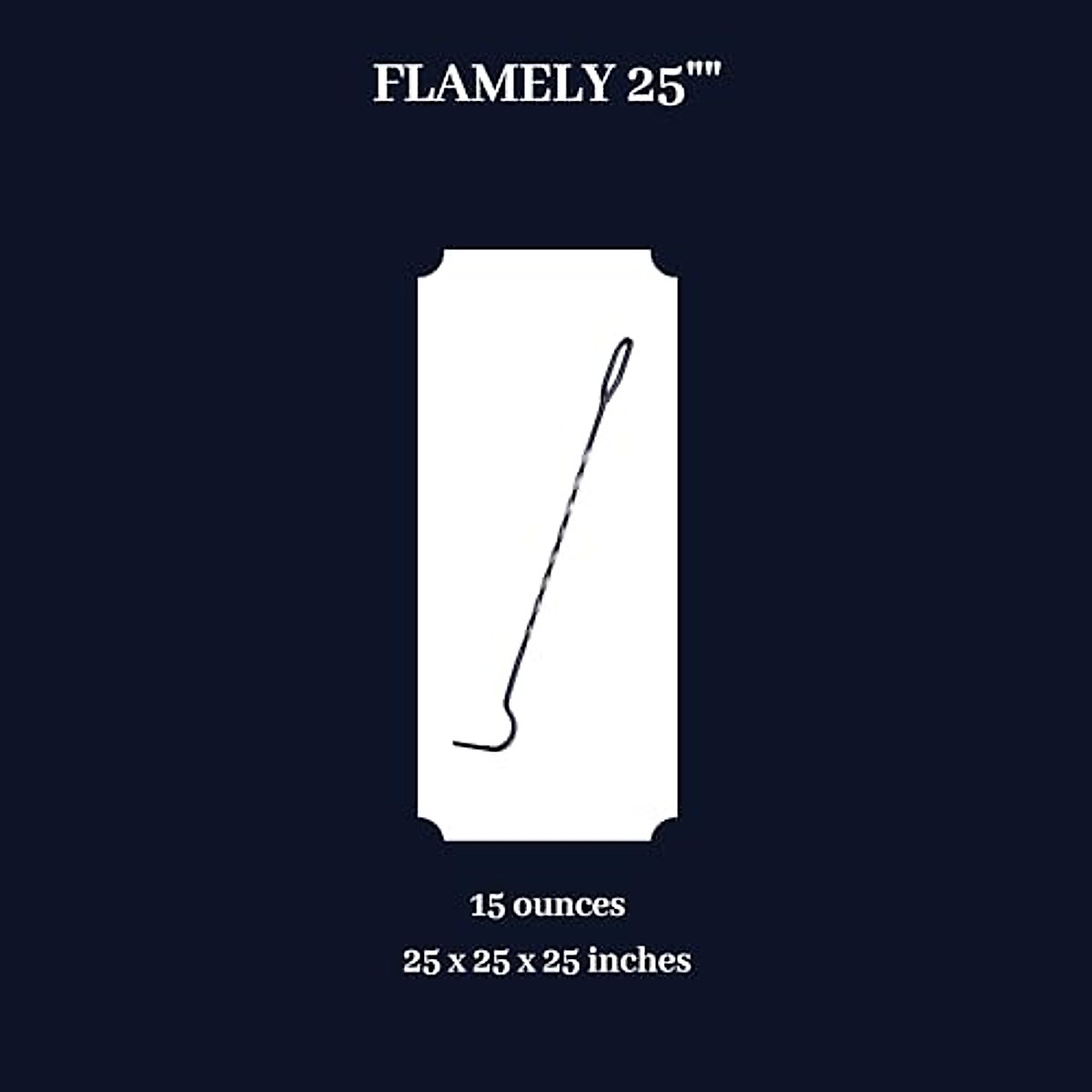 FLAMELY 25"" Black Cast Iron Fireplace & Pit Poker - Rust Resistant Powder Coated Poker Stick for Indoor/Outdoor Use, Modern Minimalistic Design & Optimal Reach for Safety - Fireplace Tool Accessory.