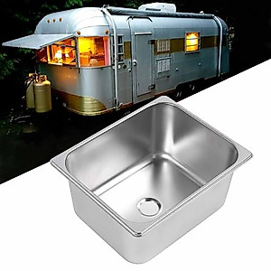 304 Stainless Steel Bar Sink, Single Bowl Hand Wash Basin, RV Sink, 11L Capacity, 40mm Drain Outlet, Embedded Installation, Suitable for RV, Camping Vehicle, Yacht, Boat, Kitchen