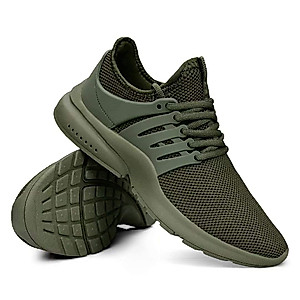 Troadlop Women's Breathable Mesh Tennis Athletic Lace up Fashion Walking Comfort Lightweight Running Sneakers Sports Shoes Size 10 Green