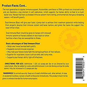 Ramard Total Immune Blast - Equine Immune Support, Horse Vitamin & Powder Supplement w/Zinc, Selenium, Omega 3, Omega 6 & Vitamins w/Nucleotides, Equine Powder & Supplements 1.12 lbs. 30 Days Supply