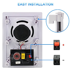 Herdio 5.25 Inch Bluetooth in Wall Speakers, 2-Way 200W Flush Mount Ceiling Speakers for Home Indoor Kitchen Covered Porches (Pair, White)