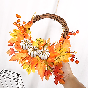 BigOtters 10PCS Pumpkins for Decoration, Artificial Pumpkin with Gold Lines Small White Foam Pumpkins for Fall Thanksgiving Halloween Table Decor