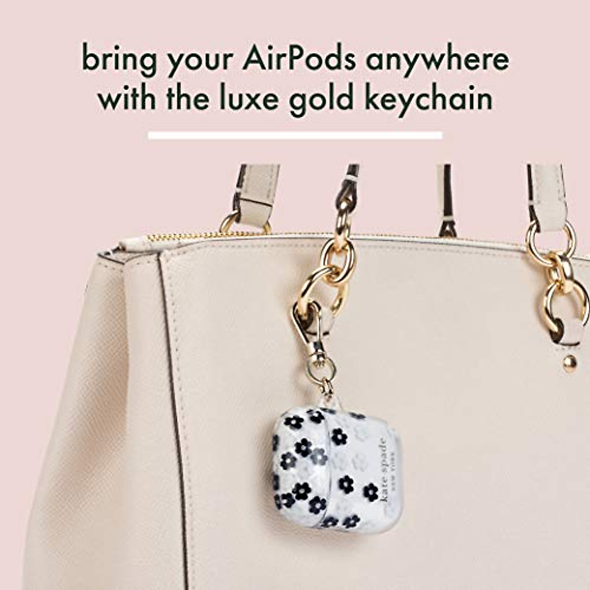 kate spade new york Scattered Flowers Case for AirPods 2 & 1 - Protective Wireless Charging Cover with Keychain (Front LED Visible)