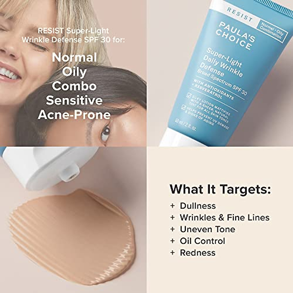 Paula's Choice RESIST Super-Light Daily Wrinkle Defense SPF 30 Matte Tinted Face Moisturizer, UVA & UVB Protection, Mineral Sunscreen for Oily Skin, Fragrance-Free & Paraben-Free, 2 Ounces