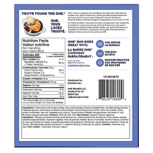 ONE Protein Bars, Blueberry Cobbler, Gluten Free Protein Bars with 20g Protein and 1g Sugar, Pantry Staples, 2.12oz (12 Count)
