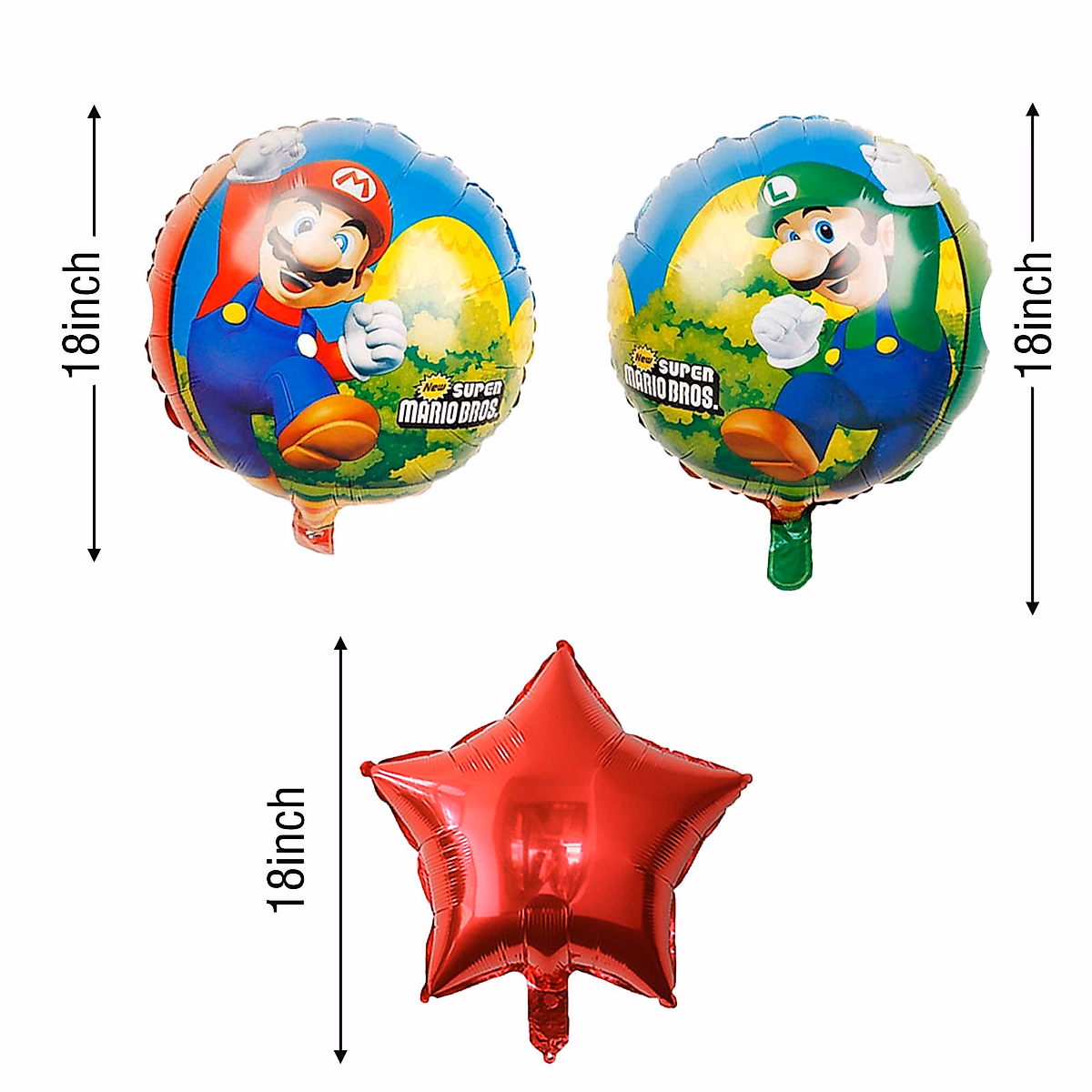 Mario Brothers Foil Balloons Mario Birthday Party Supplies 4th Mario Party Decorations for Kids Birthday (Mario 4th Birthday)