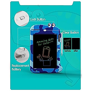 VNVDFLM 8.8 Dino LCD Writing Tablet for Kids Doodle Board Drawing Pad Birthday Gifts for 3 4 5 6 7 8 Year Old Boys and Girls (Blue Camo)