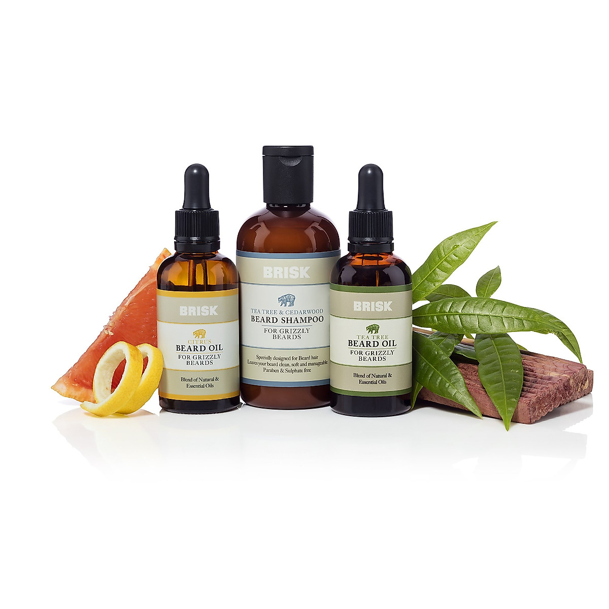 Brisk Beard Grooming Oil Liquid, Citrus for Beard Hair, 1.7 Oz