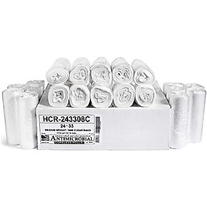 Aluf Plastics 12-16 Gallon Clear Trash Bags (1000 Count) - 24" x 33" - 8 Micron Equivalent High Density Value Garbage Bags for Bathroom, Office, Industrial, Commercial, Janitorial, Recycling