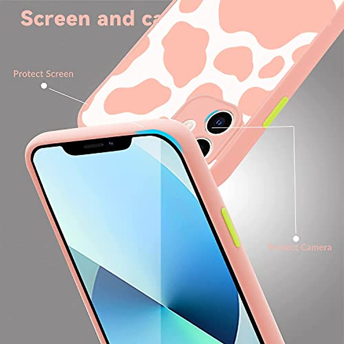 SUBESKING for iPhone 7/8/SE 2020 Pink Cow Print Case,Translucent Matte Hard PC Back with Cute Pattern Design for Women Girls Soft TPU Silicone Bumper Slim Fit Clear Protective Phone Cover 4.7 Inch