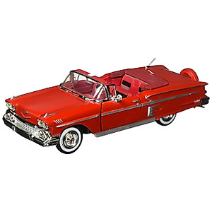 Motor Max 1:24 W/B American Classics 1958 Chevrolet Impala Convertible Diecast Vehicle for unisex-children, Red
