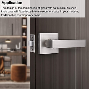 Knobonly 5 Pack Heavy Duty Door Passage Handle Door Lever Hallway Closet Keyless Brushed Nickel Square Door Handleset