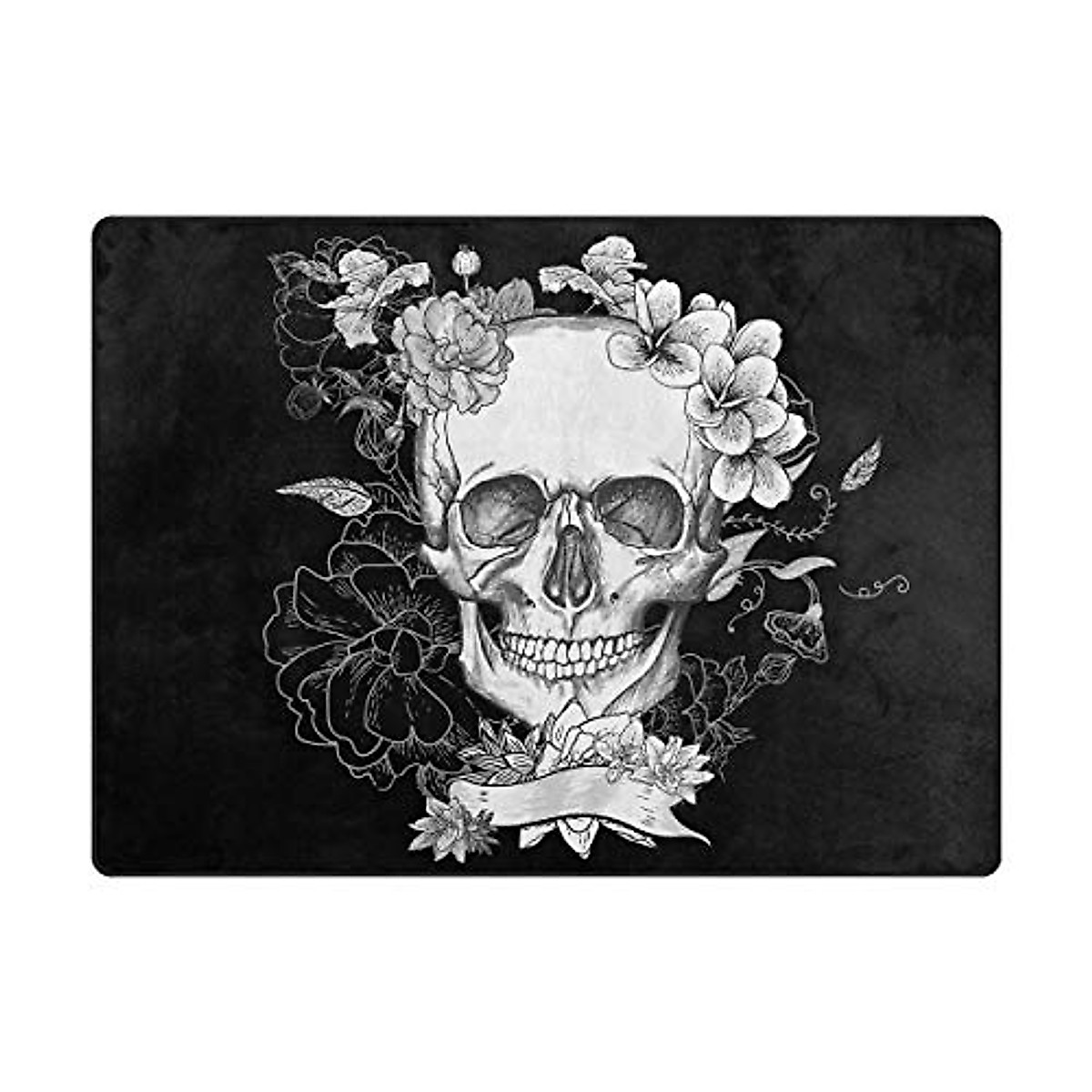 Modern Area Rugs 5x7 Washable - Skull Rose White Soft Area Rug Anti-Skid Nursery Rug Carpet Floor Mat Home Decor Living Room and Outdoor