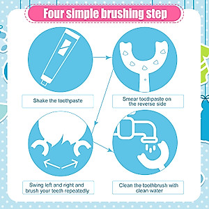 8 Pieces Kids U Shaped Toothbrush with Silicone Brush Head 360 Degrees Toothbrush Toddlers U-Type Toothbrush Whole Mouth Toothbrush Manual Children Toothbrush for Kids 1-6 Years Old, Pink and Blue