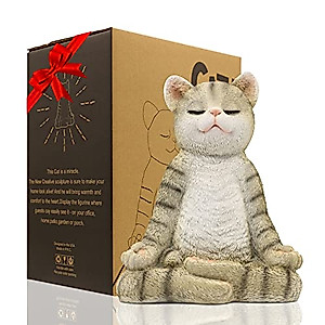 Qeeman Meditating Zen Garden Cat Statue Figurine,Indoor/Outdoor Garden Cat Sculpture for Home,Patio,Deck,Yard Art or Lawn Deco,8.7" H,Gifts for mom/momgrandma Gifts/Birthday Gifts for mom