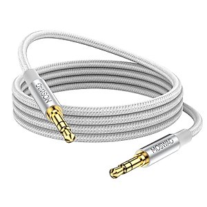 MOSWAG 16.4FT/5Meter 3.5mm Audio Aux Jack Cable to 3.5mm Aux Cable Male to Male Aux Cord Nylon Braided Stereo Jack Cord for Phones,Headphones,Speakers,Tablets,PCs,Music Players and More