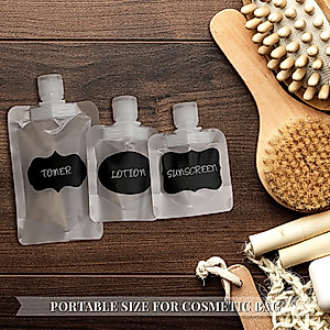 Zopeal 12 Pieces Portable Travel Fluid Makeup Packing Bag, Transparent Clamshell Packaging Bags Stand Up Fluid Makeup Bags with Folding Funnel Black Stickers Chalk Pen for Women Travel Supplies