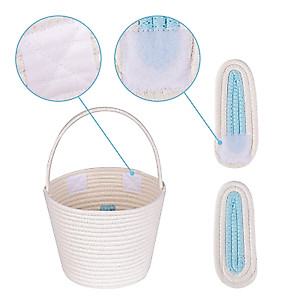 CubesLand Easter Basket for Boys Girls Easter Bunny Basket with Rabbit Ears, Easter Egg Hunting Basket Easter Baskets for Children Kids Babies First Easter Gifts Blue White 9.8 x 7.8 x 7.8”