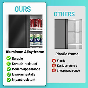 Full Screen Glass Commercial Cooler 27.1 Cu.Ft Aluminum Alloy Frame Merchandiser Refrigerator Low-E Glass Door Display Refrigerator Beverage Cooler, Adjustable Shelves Drink Organizer ETL/DOE, Black