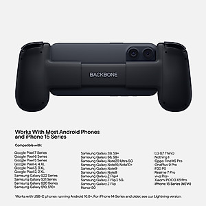 BACKBONE One Mobile Gaming Controller for Android and iPhone 15/16 Series (USB-C) - 2nd Gen - Turn Your Phone into a Gaming Console - Play Xbox, PlayStation, Call of Duty, Roblox, Fortnite & More