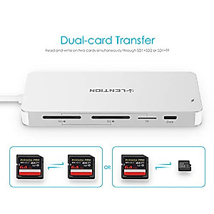 LENTION USB C Hub with 3-Slot Card Reader, 4K HDMI, USB 3.0, USB 2.0, Type C Data/Charging Compatible 2023-2016 MacBook Pro, New Mac Air/Surface, Stable Driver Certified Adapter (CB-C19, Silver)