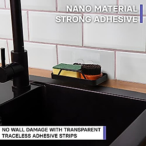 KINCMAX 2 Packs Strong Sticky Waterproof Heavy-Duty Sponge Holder Adhesives Nail Free Transparent Adhesive Pads for Kitchen Sink Organizers, Sink Brush Holder, Soap Dishes