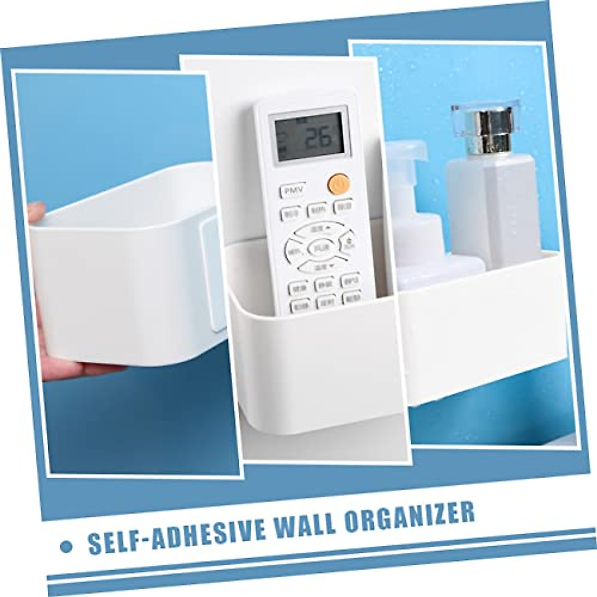 UPKOCH 4pcs Wall Storage Box Makeup Organizer Case Self Adhesive Media Box Kitchen Adhesive Box Wall Mounted Shelves Bathroom Shower Shelf Wall-mounted Storage Case Makeup Organizer Stand