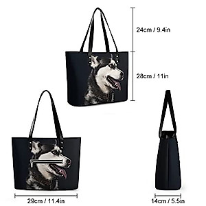 Womens Handbag Husky Dog Leather Tote Bag Top Handle Satchel Bags For Lady