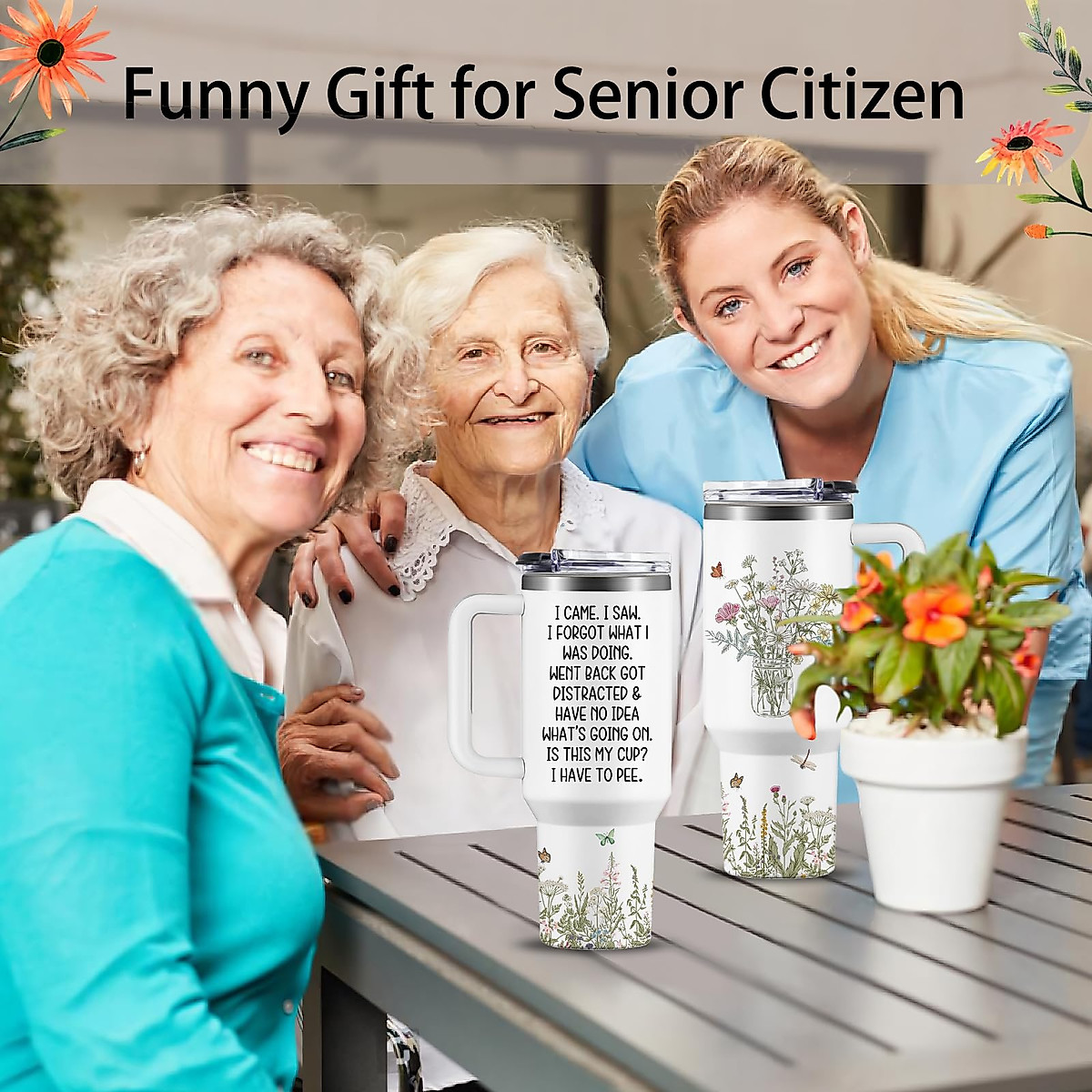 Funny Gifts for Senior Women, I Came I Saw I Forgot Tumbler 40 OZ, Old People Gifts, Birthday Retirement Christmas Gift for Older Woman, Insulated Tumblers for Seniors Citizen Wife Mom Aunt Grandma