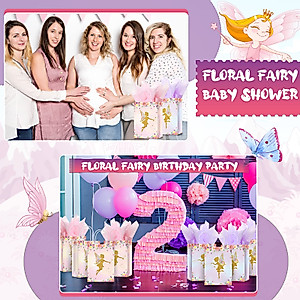 16 Pieces Floral Fairy Gift Bags with Tissue Paper Pink and Purple Floral Fairy Goodie Gift Treat Bags Spring Themed Bags Butterfly Baby Girl Paper Bags for Girl Kid Birthday Baby Shower Party