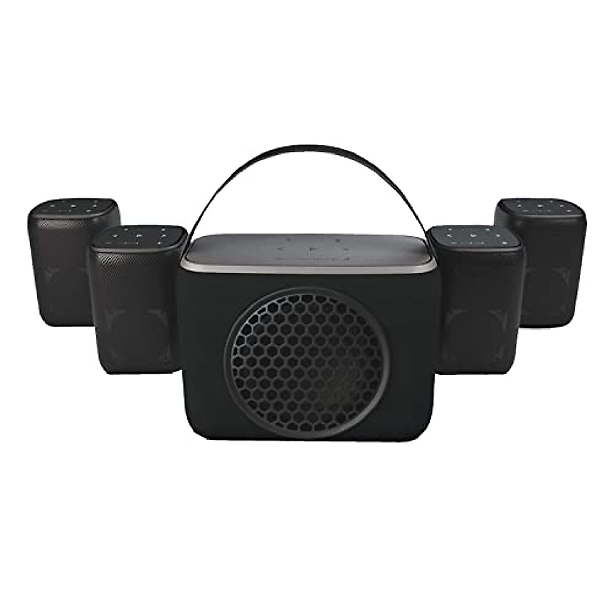 Rocksteady Stadium Portable Bluetooth 4 Speaker and Subwoofer Combo - Includes 4 Speakers + 1 Subwoofer - Up to 100 Foot Range - Up to 16 Hour Battery Life