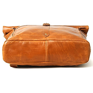 Gratlin Buffalo Leather Roll On Laptop Backpack 16 Inches | Vintage Genuine Leather Rucksack Backpack for Men & Women | Best Full Grain Tan Leather Backpacks Book Bag Knapsack for Travel Hiking Use