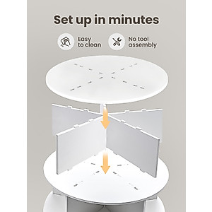 Toemics 7 Tier Rotating Shoe Rack Tower, 360° Spinning Display Lazy Susan Organizer, Holds 35 Pairs, Carousel for Shoes & Handbags, Easy Assembly, Includes 4 PCS Double-Layer Shoe Racks, White