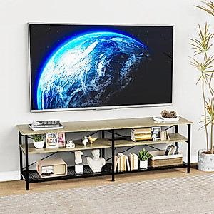 LAZEYARD TV Stand for 60 65 70 Inch TV, Long 63" Entertainment Center TV Console, TV Table with 3-Tier Open Storage Shelves, Industrial TV Cabinet with Metal Frame for Living Room