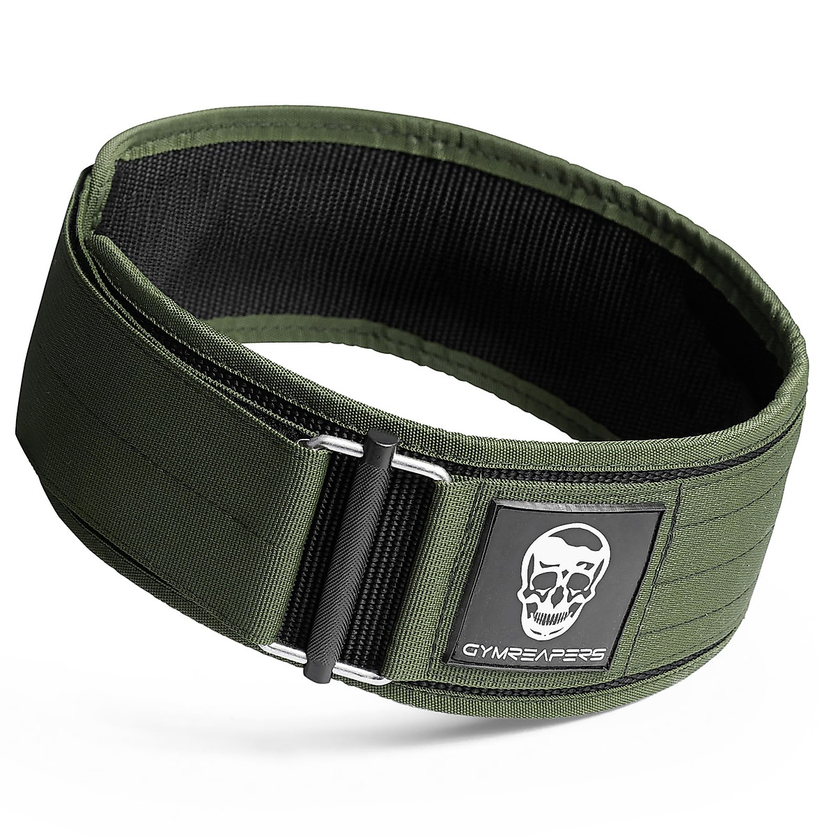 Gymreapers Quick Locking Weightlifting Belt for Bodybuilding, Powerlifting, Cross Training - 4 Inch Neoprene with Metal Buckle - Adjustable Olympic Lifting Back Support (Ranger Green, X-Large)