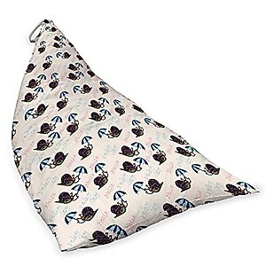 Ambesonne Snail Lounger Chair Bag, Rainy Day Weather Themed Mosaic Pattern Like Shellfishes Holding Umbrellas, High Capacity Storage with Handle Container, Lounger Size, Champagne Multicolor