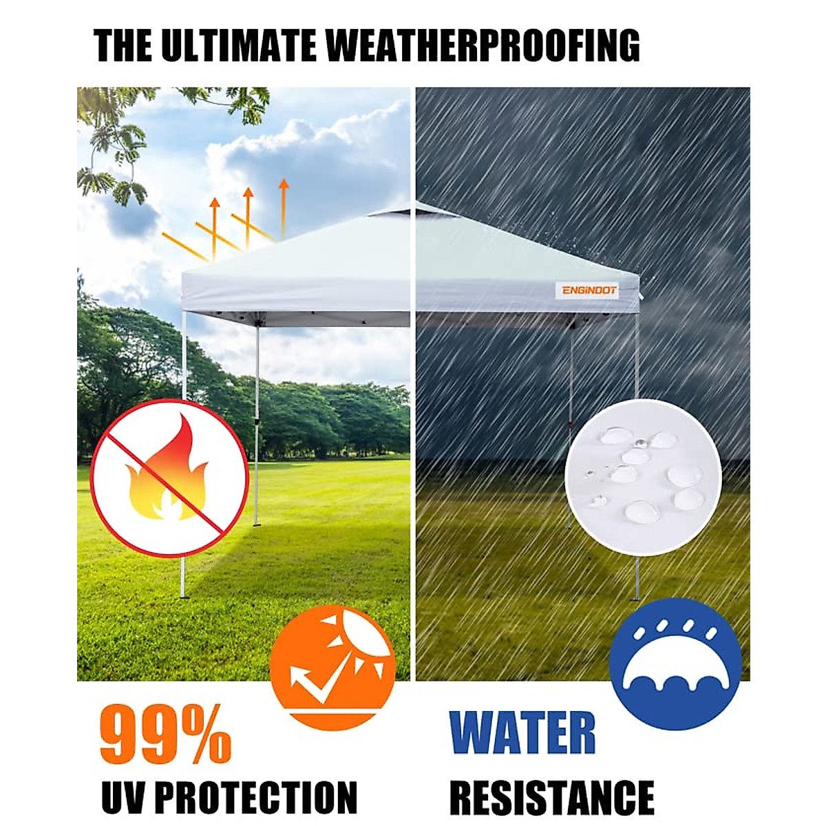 Pop Up Canopy Tent 10’ X 10’, ENGiNDOT Easy Set-Up Outdoor Canopy, Instant Canopy with Sidewall, Water Resistance Camping Canopy for Party/Exhibition/Picnic