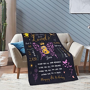 8 Year Old Girl Birthday Gifts Blanket 60 x 50 inch, Best Presents for 8 Year Old Girls, Eight Year Old Girl Gifts, Girls Age 8 Gift Ideas, 8 Yr Old Girl Gift, 8th Birthday Decorations for Girls