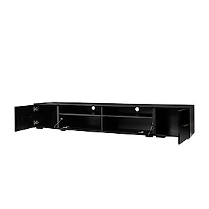 NCKMYB Wall Unit Entertainment Set, TV Stand and Wall Mounted Cabinet, High Gloss Wall Mounted Entertainment Set with 16-Color LED Light Strips, for 90+ inch TV, Black