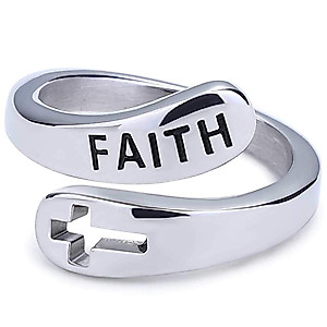 Jude Jewelers Stainless Steel Christian Faith Cross Wedding Engagement Promise Statement Thumb Ring (Silver, 10)