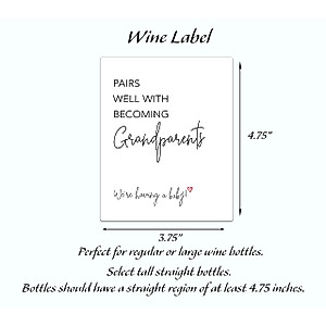 Pairs Well With Becoming Grandparents Wine Labels ● SET of 4 ● GENDER NEUTRAL Pregnancy Announcement Wine Labels, Baby Announcement Label, Pregnancy Reveal, Alternative to Card WATERPROOF A200-4P