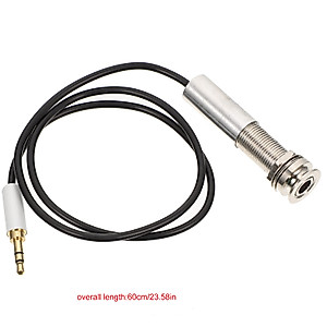 Guitar Pickup Cable Piezo Cable Endpin Output Jack Guitar Adapter Stereo Instrument Cable 600mm (Black)