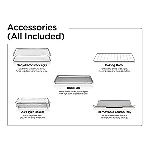 CHEFMAN Air Fryer Toaster Oven XL 20L, Healthy Cooking & User Friendly, Countertop Convection Bake & Broil, 9 Cooking Functions, Auto Shut-Off 60 Min Timer, Nonstick Stainless Steel, Shade Selector